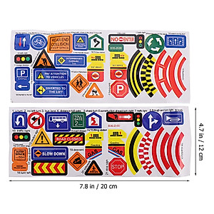 NUOBESTY 56pcs Kids Street Traffic Sign Toys Road Warning Sign Toy Models Children Pretend Play Traffic Barrier Signs Playset for Sand Table