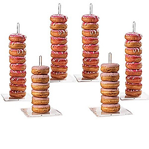 CY craft Acrylic Donut Stand 6 Pieces,Removable Clear Donuts Display Stand Bagels Holder for Party Wedding Birthday Treat Display Corner Decor,Non-slip Doughnut Bar 16 inch and 10 inch