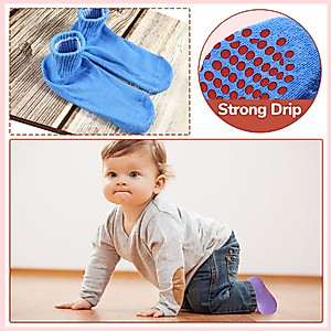 7 Pairs Kids Non Slip Socks Anti Skid Mid Calf Socks for Toddler Boys Girls (S)