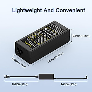 19V Power Cord for LG Electronics 19" 20" 22" 23" 24" 25" 26" 27" 29" 34" LCD LED Monitor 25UM58 34UM58-P 24MP55HQ 19EN33T 27MP37HQ Power Supply Charger