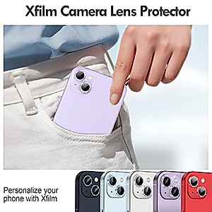 Xfilm for iPhone 14 / iPhone 14 Plus Camera Lens Protector Bling, 9H Hardness Scratchproof Camera Screen Cover Metal Individual Diamond Ring for iPhone 14 Accessories, Case Friendly (Purple Diamond)