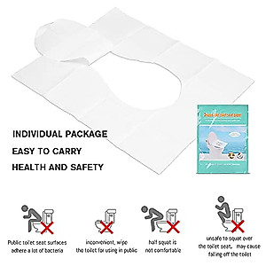 Toilet Seat Covers Disposable, 50-Count Flushable Paper Travel Toilet Seat Covers for Adults and Kids Potty Training, Great Biodegrable Accessories for Public Restrooms, Airplane, Camping