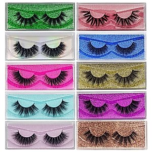 False Eyelashes MIKIWI 10 Pack Lahes, 12-20mm Wholesale 5D Fake Mink lashes, Fuffy Natural Volume eye Lashes, individual package Faux Mink EyeLashes