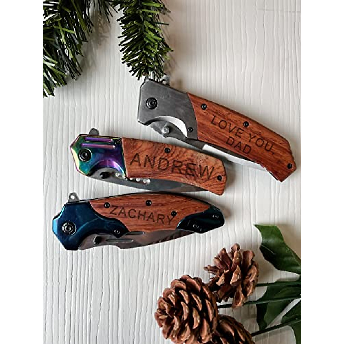 Pocket Knife Gifts For Men Stainless Steel 5" Blade With Ultra-Secure & Comfortable Belt Clip Personalized Engraved Knive for Everyday Carry, Groomsmen Camping Birthday Father's Day Or A Gift For Your Guys - This Knife Is The Perfect Choice (Knife NOT Eng