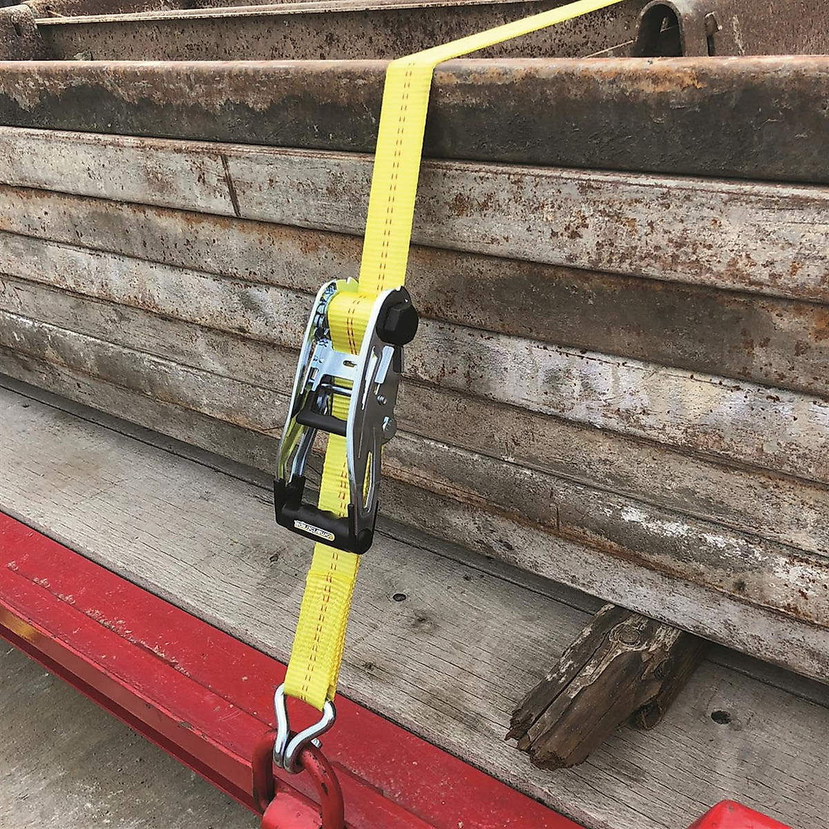 SmartStraps 27-Foot Premium Ratchet Straps, Yellow (1pk) – 10,000 lbs Break Strength, 3,333 lbs Safe Work Load - Commercial Tie-Downs Designed for Heavy-Duty Transport - Safely Haul Large Equipment, Tractors, Vehicles and More