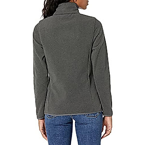 Amazon Essentials Women's Classic-Fit Long-Sleeve Quarter-Zip Polar Fleece Pullover Jacket (Available in Plus Size), Charcoal Heather, Medium