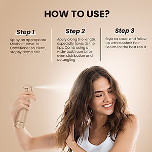 MOEHAIR Leave-in Conditioner (12 Fl. Oz.) | Infused with Proteins and Argan Oil | Curly Hair Detangler Spray For Women & Men | Hair Softener | Breakage and Split End Repair | Sulfate and Paraben Free