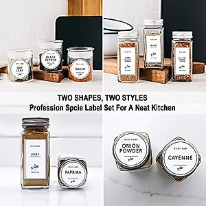 GMISUN Spice Labels Preprinted, Super Value Pack 380 Waterproof Spice Labels Stickers for Kitchen Organization, Modern Minimalist Label Stickers for Spice Jars, Mason Jars, Cruet Container