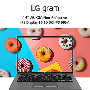 LG gram (2022) 14Z90Q Ultra Lightweight Laptop, 14" (1920 x 1200) IPS Display, Intel Evo 12th Gen i7 1260P Processor, 16GB LPDDR5, 512GB NVMe SSD, FHD Webcam, WiFi 6E, Thunderbolt 4, Windows 11, Gray