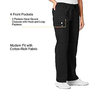 WonderWink Women's Wonderflex Faith Scrub Pant, Black, Large