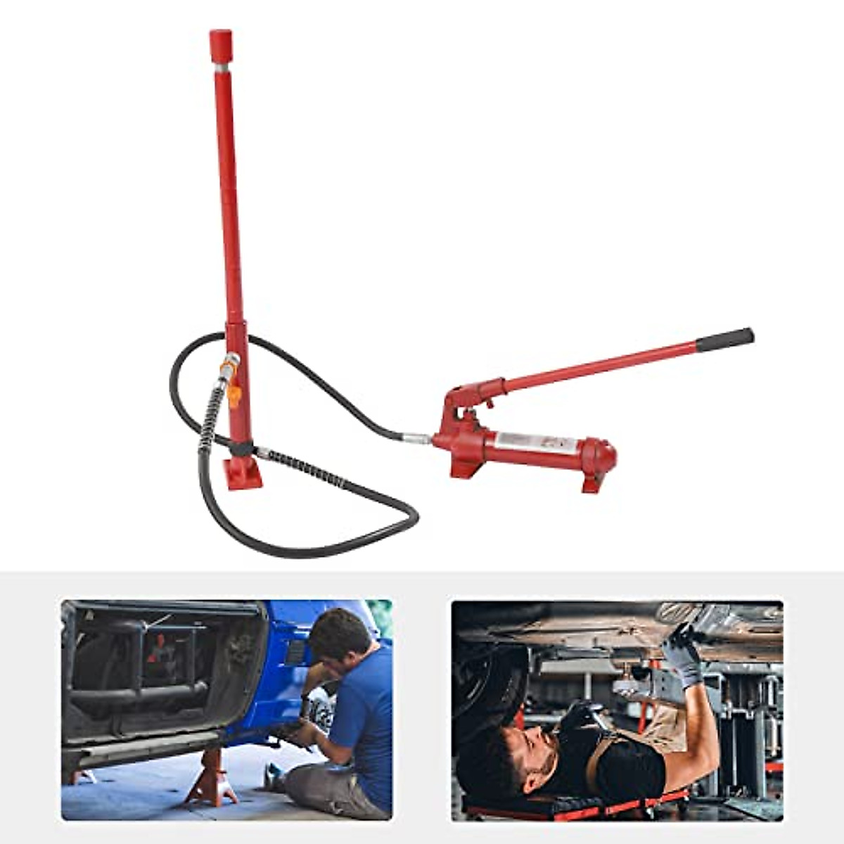 4 Ton Porta Power Kit 4 T Porta Power Hydraulic Jack Auto Shop Body Frame Repair Kit Tool Lift Ram w/Case for Hydraulic Equipment Construction Loadhandler Truck Bed Unloader Farm (4 Ton)