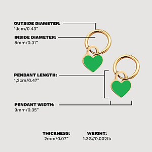 Hey Harper Iris Earrings Gold Huggie Hoop Earrings Dangle Drop - Waterproof & Sweatproof Dainty Gold Hoop Earrings for Women - Heart Pendant Earrings with 14K Golden Color PVD Coating