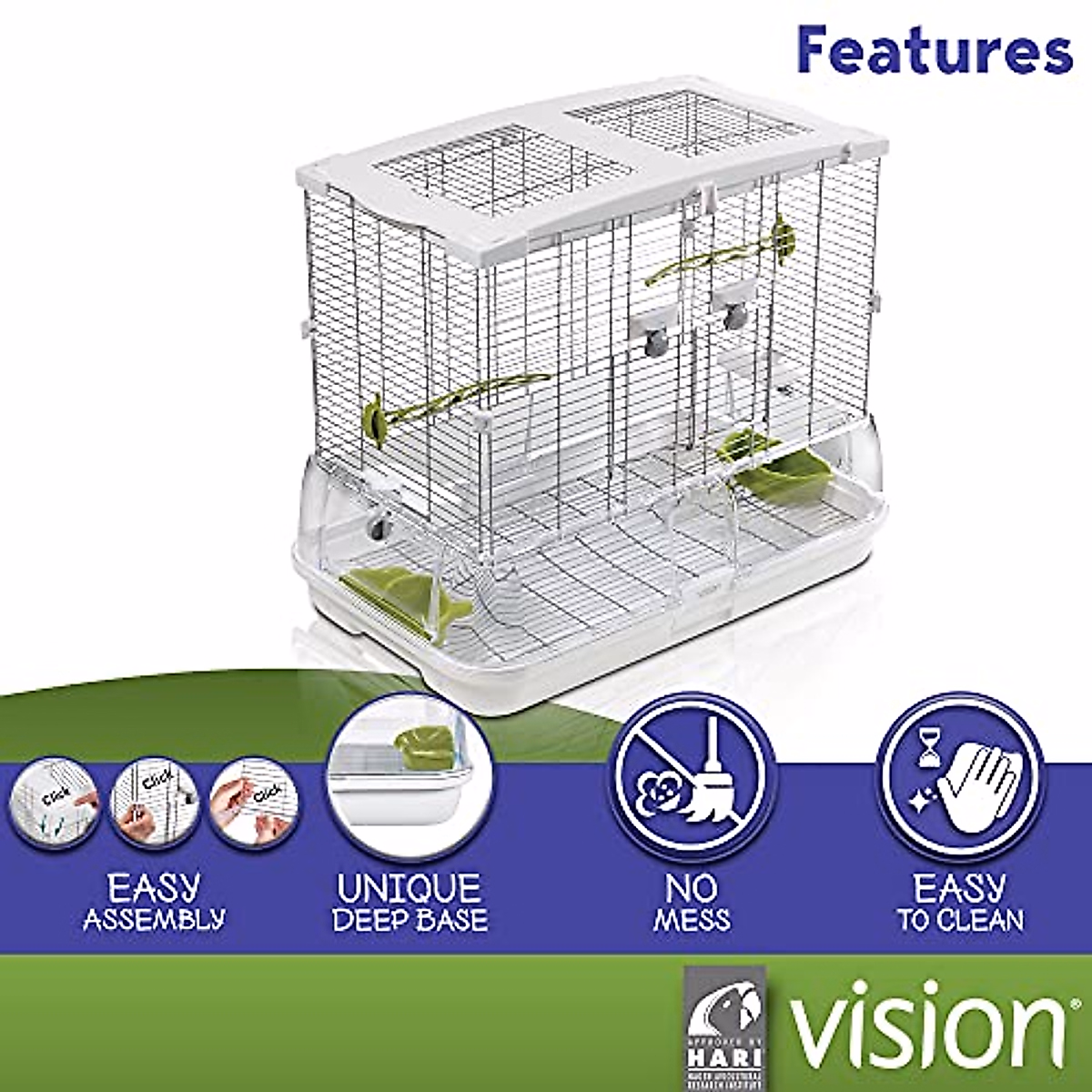Vision M01 Wire Bird Cage, Bird Home for Parakeets, Finches and Canaries, Medium