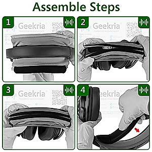 Geekria Medium Hook and Loop Headband Cover + Headband Pad Set/Headband Protector with Zipper/DIY Installation No Tool Needed, Compatible with ATH Bose B JBL Hyperx Sony Headphones (Grey)