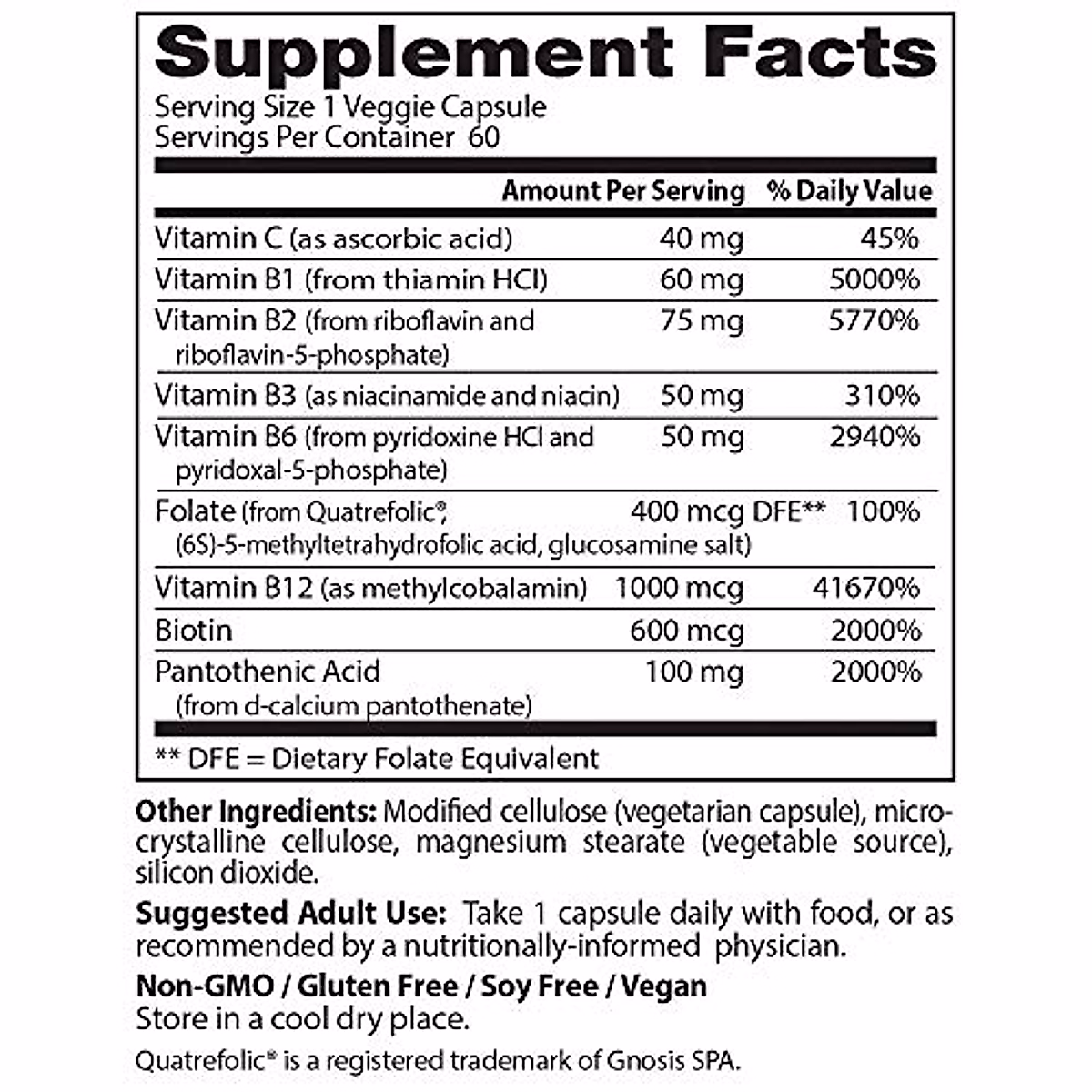 Doctor's Best, Fully Active B Complex Supports Energy Nervous System Optimal Health Positive Mood Wellbeing NonGMO Gluten Free Vegan Soy Free, 60 Count