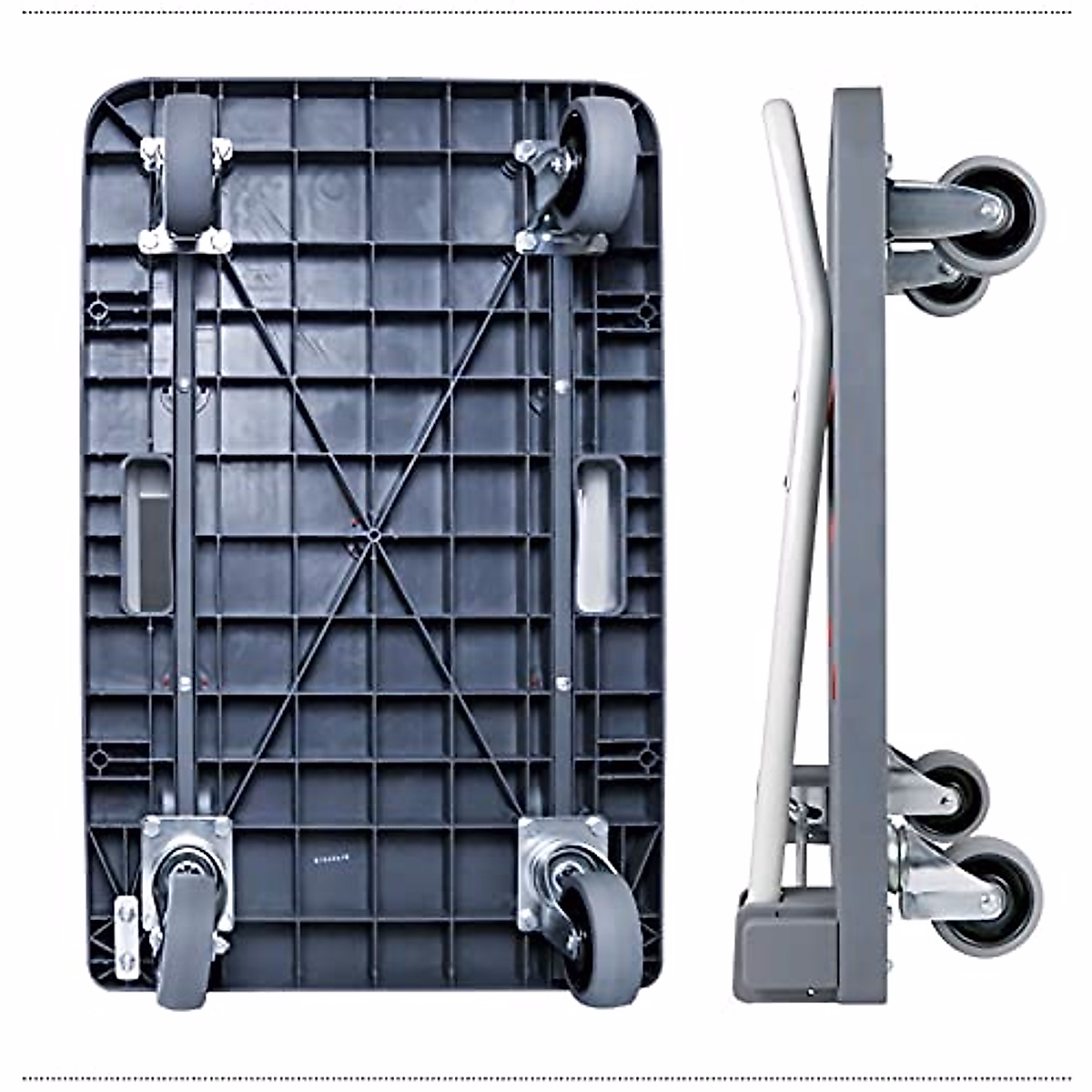 Generic Flatbed Hand Cart Portable Platform Truck Plastic Panel Push Cart with Metal Foldable Handle Flatbed Hand Trolley for Warehouse Factory Moving Heavy Duty Flatbed Cart (Size : S), Small