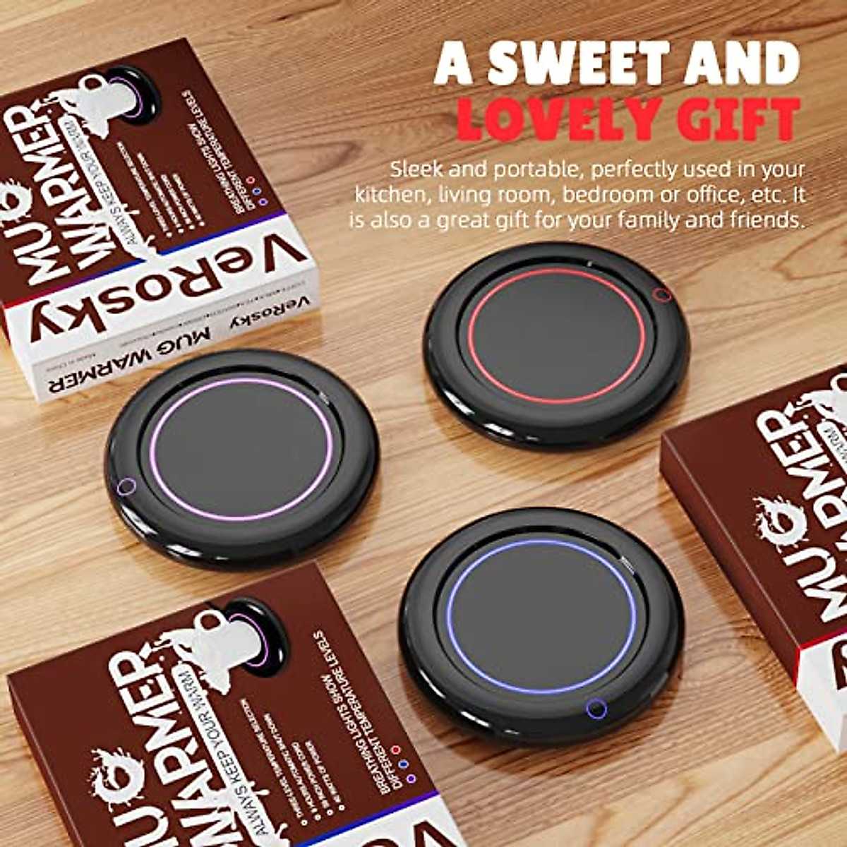 Coffee Mug Warmer, Candle Wax Warmer Plate with Gravity Sensor&3 Temperatures&8H Auto Shut Off, Coffee Mug Warmer for Desk with Night Light, Smart Coffee Cup Warmer for Beverage, Milk, Tea and Cocoa