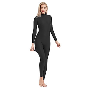speerise Adult High Neck Zip One Piece Unitard Full Body Leotard Bodycon Jumpsuit for Women