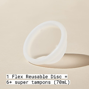Flex Reusable Disc | Reusable Menstrual Disc | Tampon, Pad, and Cup Alternative | Capacity of 6 Super Tampons | Lasts for Years | Includes Carrying Pouch & 2 Free Disposable Discs