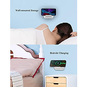 Phone Wall Mount for Magsafe Charger Bedside Phone Holder Compatible with Magsafe Accessories Fit for iPhone 12/12 Pro/ 13 Pro Max(Charger Not Included) (White)