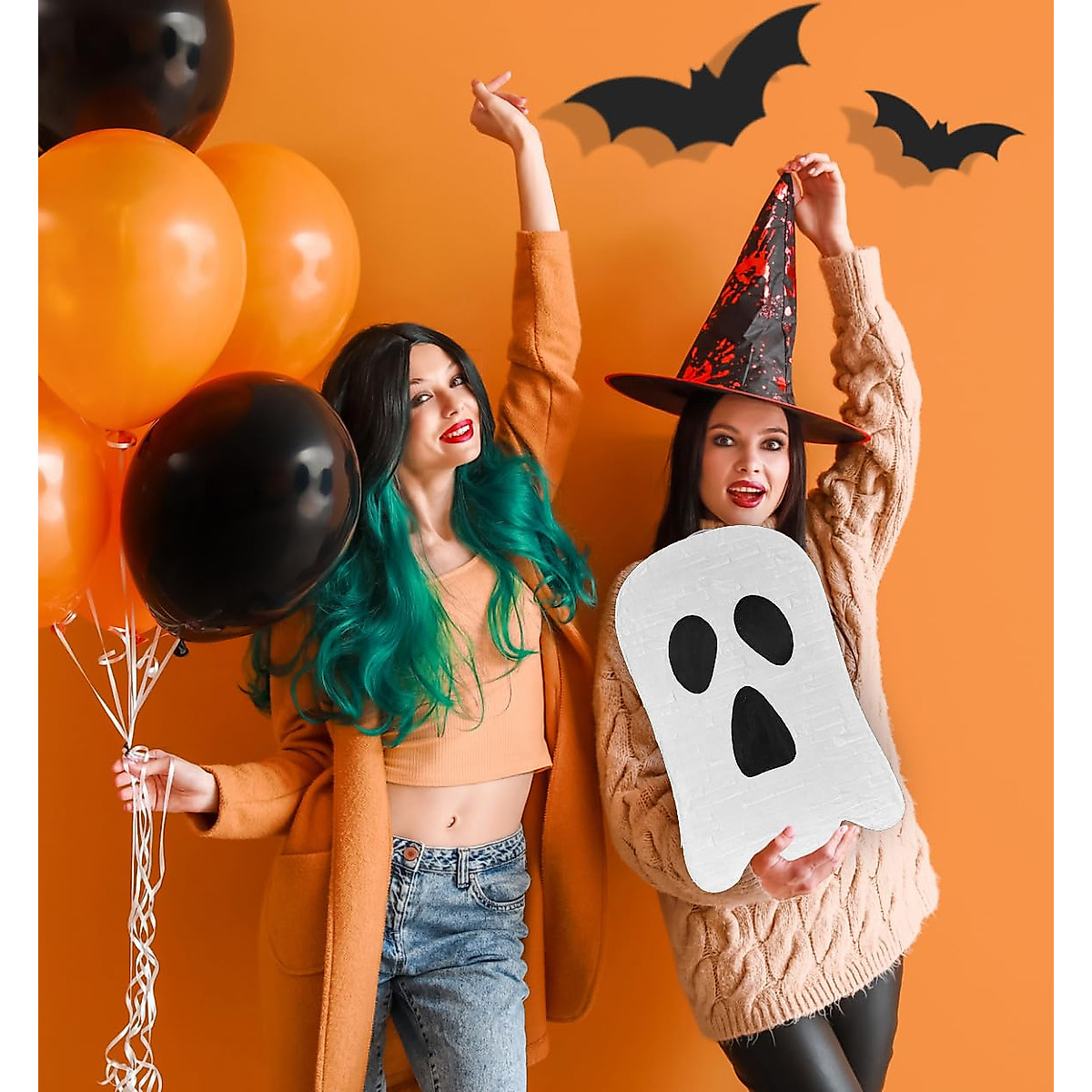 Ghost Halloween Piñata with stick - 17”x10"x 5" Perfect for Halloween Party Decorations, Photo Prop, October Birthday, Funny and Spooky Anniversary - Fits candy/favors: by Get a piñata