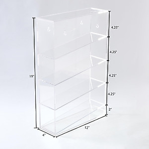 CiaoHER Clear Acrylic Pipette Rack 4 compartment counter top or wall mounted with sealed base, 12x4x19 inches