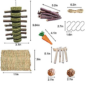 Calymmny Extra Large Rabbit Grass House and Hideout, 16 PCS Bunny Chew Toys- Handmade Woven Hay Bed Natural Edible Grass Hut for Rabbit Guinea Pig Chinchilla to Play Sleep Eat (Large)