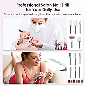Cordless Nail Drill Electric File: Professional for Acrylic Gel Dip Powder Nails Portable Nail Drill Machine Kit for Manicure Pedicure Nail Set with Everything Rechargeable Lightweight