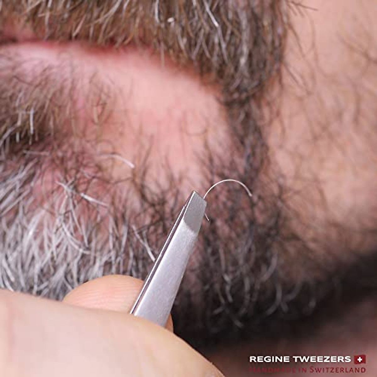 Regine Switzerland Slant Tweezers & Compact Case with 10X Magnifying Mirror Set - Precision Stainless Steel Tweezers for Ingrown Hair, Facial & Grooming - Travel Set with Hard Case for Men Women - 2Pc