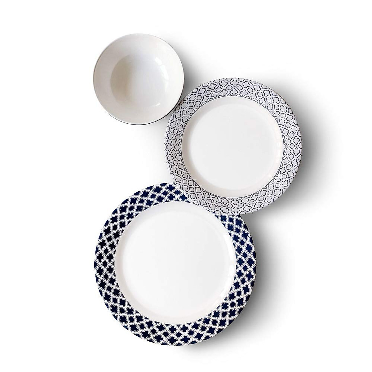Bowla 12-Piece Melamine Dinnerware Set - Service for 4 (Bluegrass), BPA free and dishwasher safe