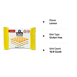 Rip Van Wafels Lemon Cookies, 16 Count, 1g Sugar, 4g Carbs, Vegan, Keto Friendly, Low Calorie, 0g Trans Fat, 120 Calories, 6g Fiber