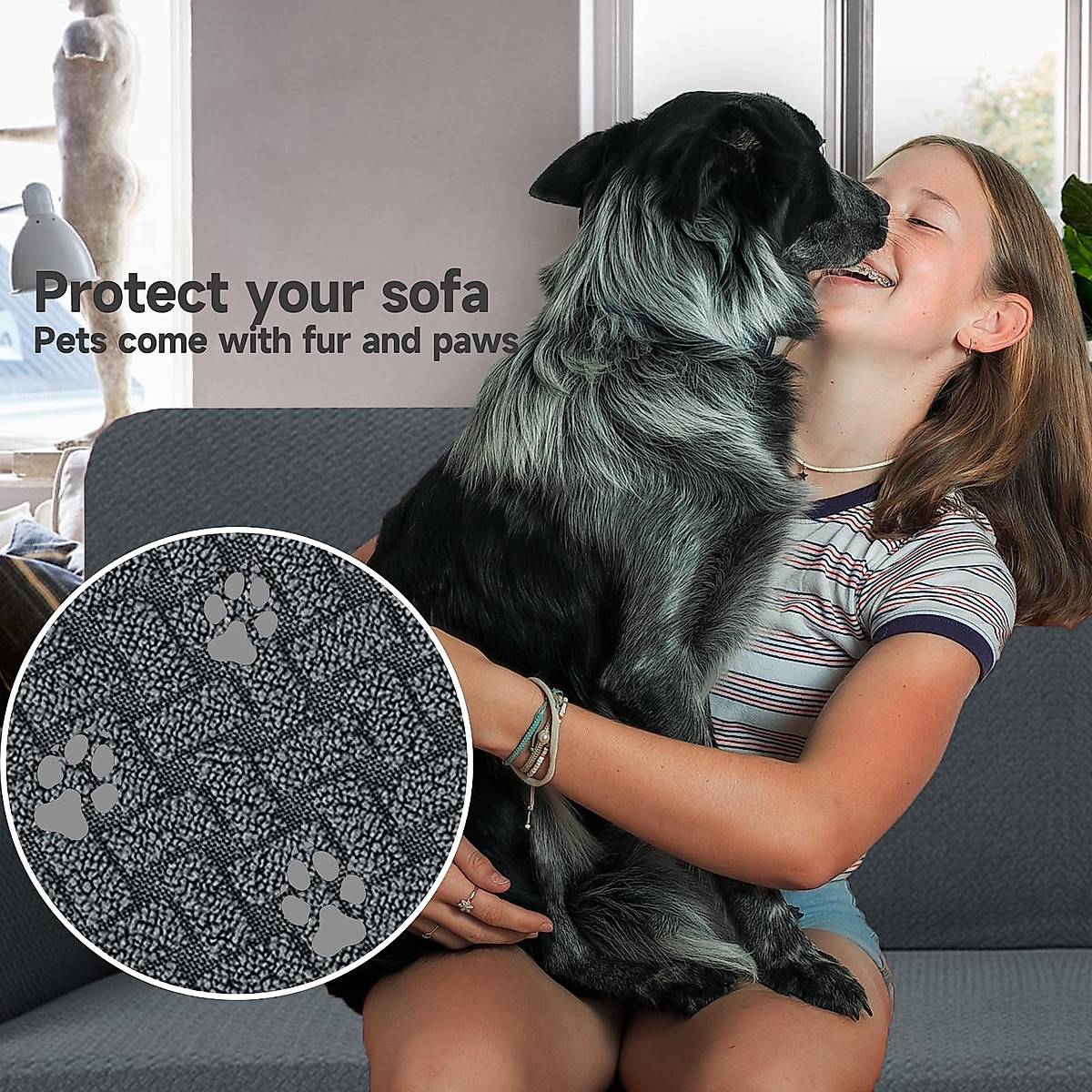 JIVINER Stretch Couch Cover Slipcovers 1 Piece Universal Couch Covers for 3 Cushion Couch Sofa (71"-91") Washable Pet Friendly 3 Seat Furniture Protector with Elastic Bottom (Sofa, Dark Gray)