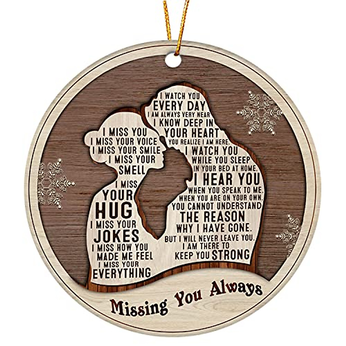 HYTURTLE My Love in Heaven Circle Ornaments, I Miss You Missing Always Circle Ceramic Ornament, Gifts for Loss of Husband, Memorial Husband in Heaven Ornament Gift for Widow On Christmas, 3' Inch