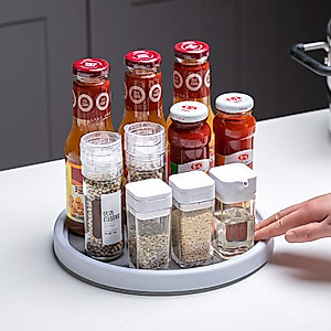 Bekith 2 Pack Non-Skid Pantry Cabinet Lazy Susan Turntable, 12-Inch Single Round Rotating Kitchen Spice Organizer for Cabinets, Pantry, Bathroom, Refrigerator, Gray