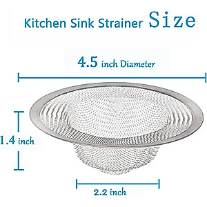 Ruikedasi 2 PCS Drain Strainer Large Wide Rim 4.5" Diameter for Kitchen Sinks Stainless, Steel, Bathroom Hair Catcher