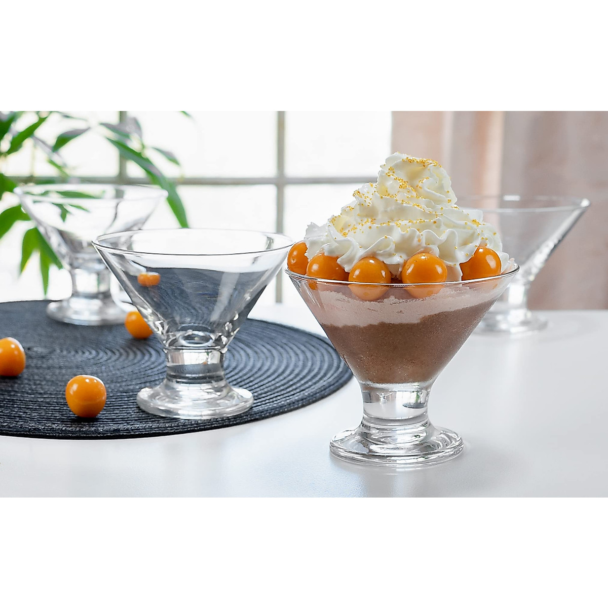 Red Co. 5.5 Oz Clear Glass Mini Martini Footed Dessert Bowl Set of 6, Ice Cream & Frozen Yogurt Cups