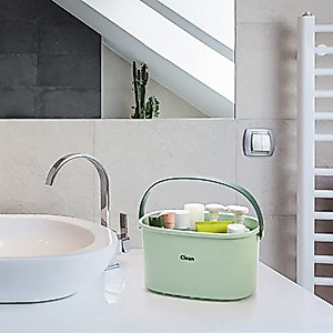 Frcctre 3 Pack Plastic Storage Basket with Handle, Portable Shower Caddy Basket Tote Organizer Bin Cleaning Caddy for Bathroom, Kitchen, College Dorm