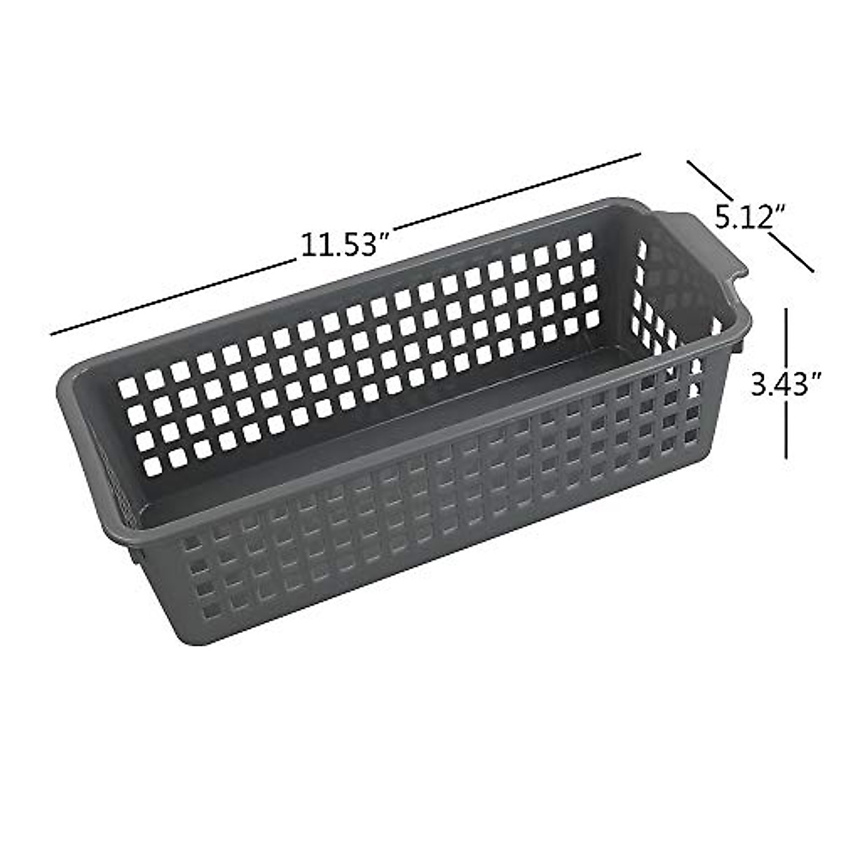 Gloreen Slim Pencil Plastic Basket, Grey Narrow Spices Storage Baskets, 6 Packs