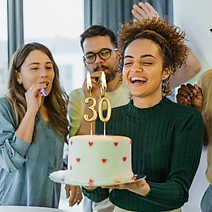 65th & 56th Birthday Candles, Champagne Gold Number 65 56 Candle for Cake, Happy Birthday Cake Topper Decoration for Birthday Anniversary Celebration Party Supplies