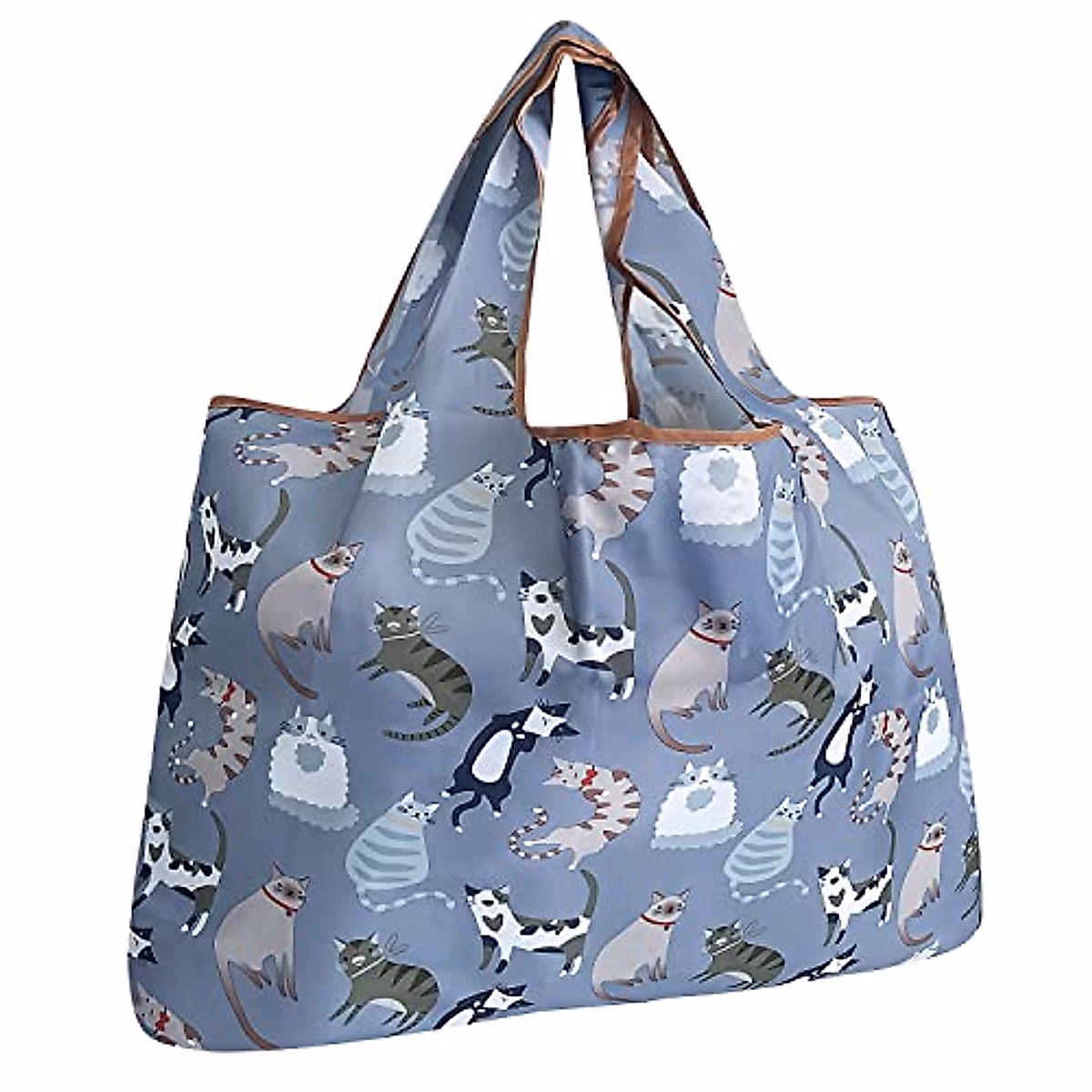 allydrew Large Foldable Tote Nylon Reusable Grocery Bags, Cool Felines