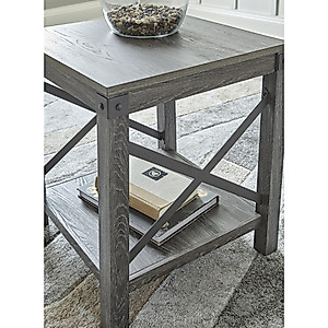 Signature Design by Ashley Freedan Rustic Farmhouse End Table, Gray