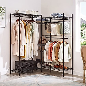 ZUNGKEA Heavy Duty Clothes Rack for Hanging Clothes, Free Standing Wire Garments Rack, 1144 LBS Closet Wardrobe Rack，L 88.5”×W 18”×H 71”, Matt Black