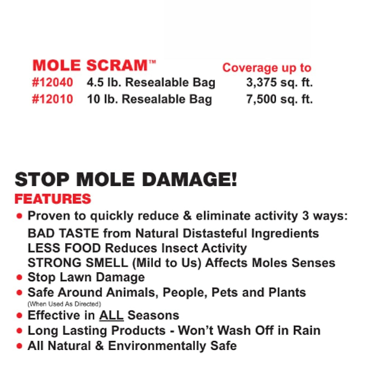EPIC REPELLENTS Mole Scram All Natural Granular Repellent - All-Natural, Animal, People and Pet Safe Granule from (4.5 lb Bag)