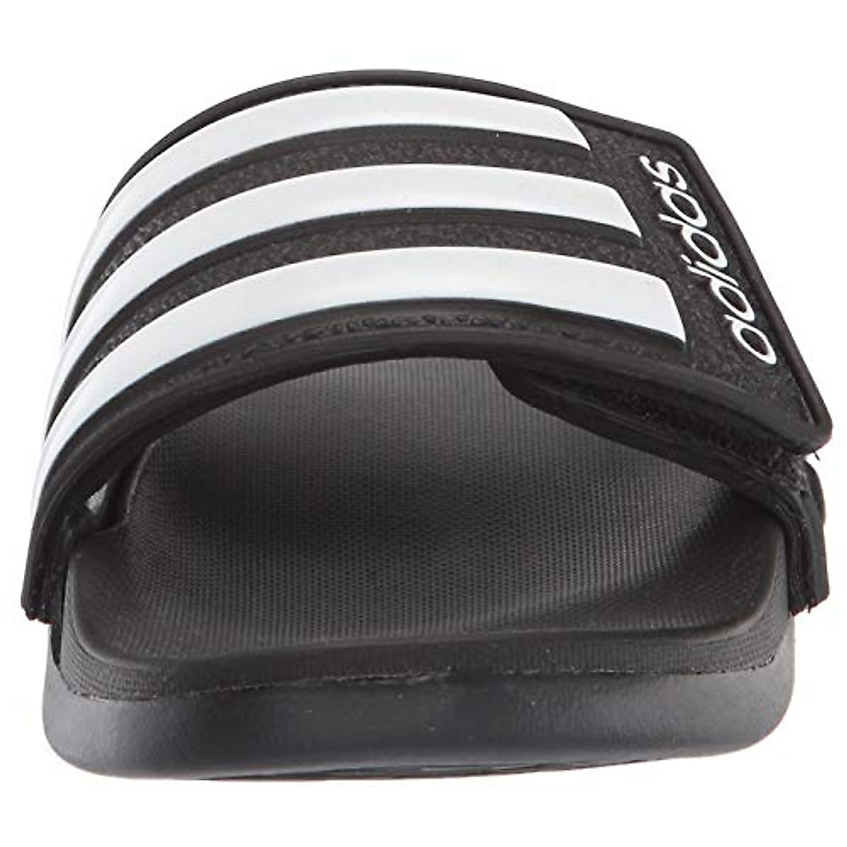 adidas unisex child Adilette Comfort Adjustable Slide, Black, 4 Big Kid US
