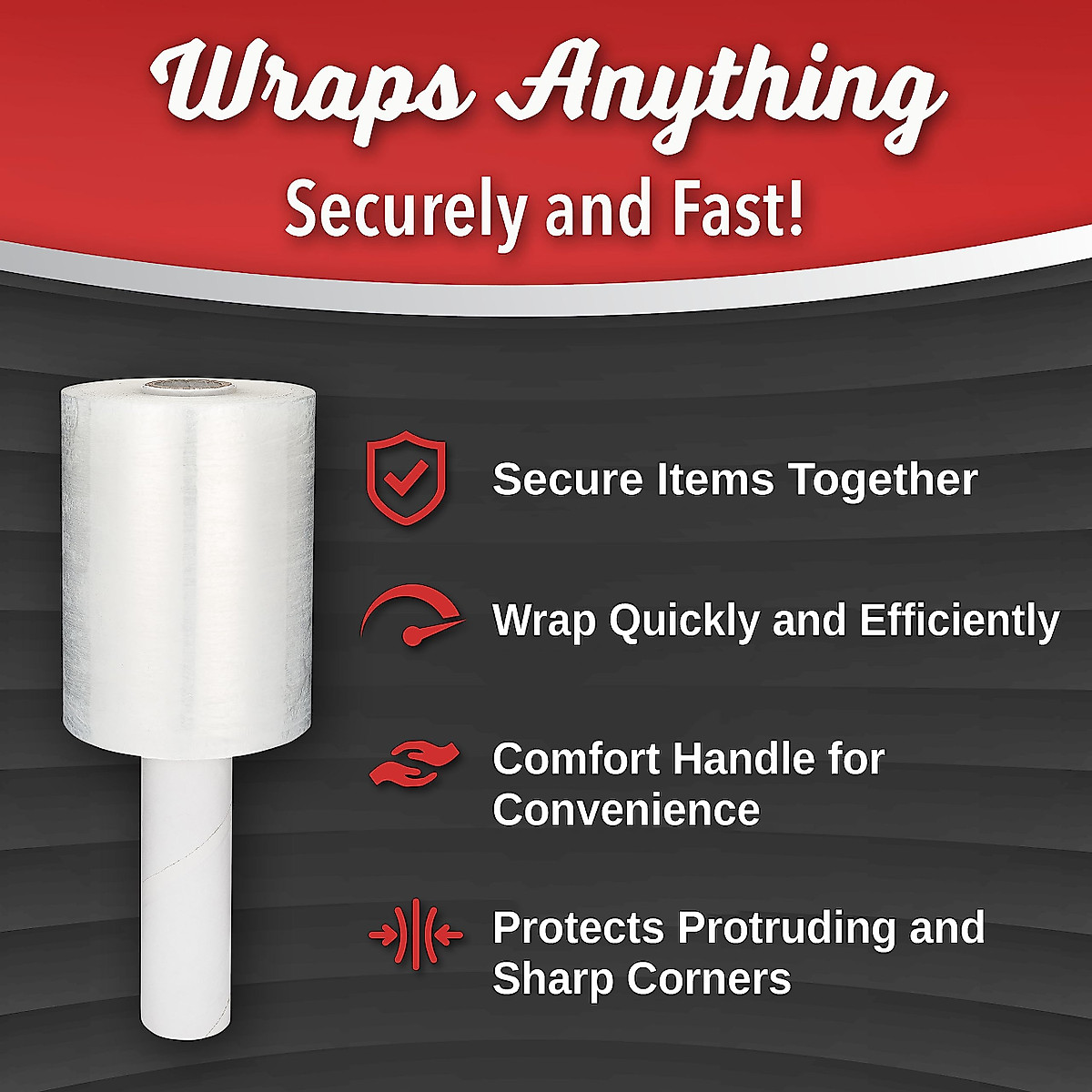 2 Pack Industrial Strength Mini Hand Stretch Wrap 5" 1000 Ft Roll 80 Gauge Thick Clear Cling Plastic Moving Supplies Durable Self-Adhering Packing Pallet Furniture Heavy Duty Shrink Film