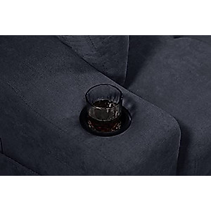 Longrune Modern Velvet Sectional Convertible with 2 Cupholders and Two Side Pockets,Reversible Pull Out Couch Storage Chaise Lounge for Living Room Apartment, Dark Gray