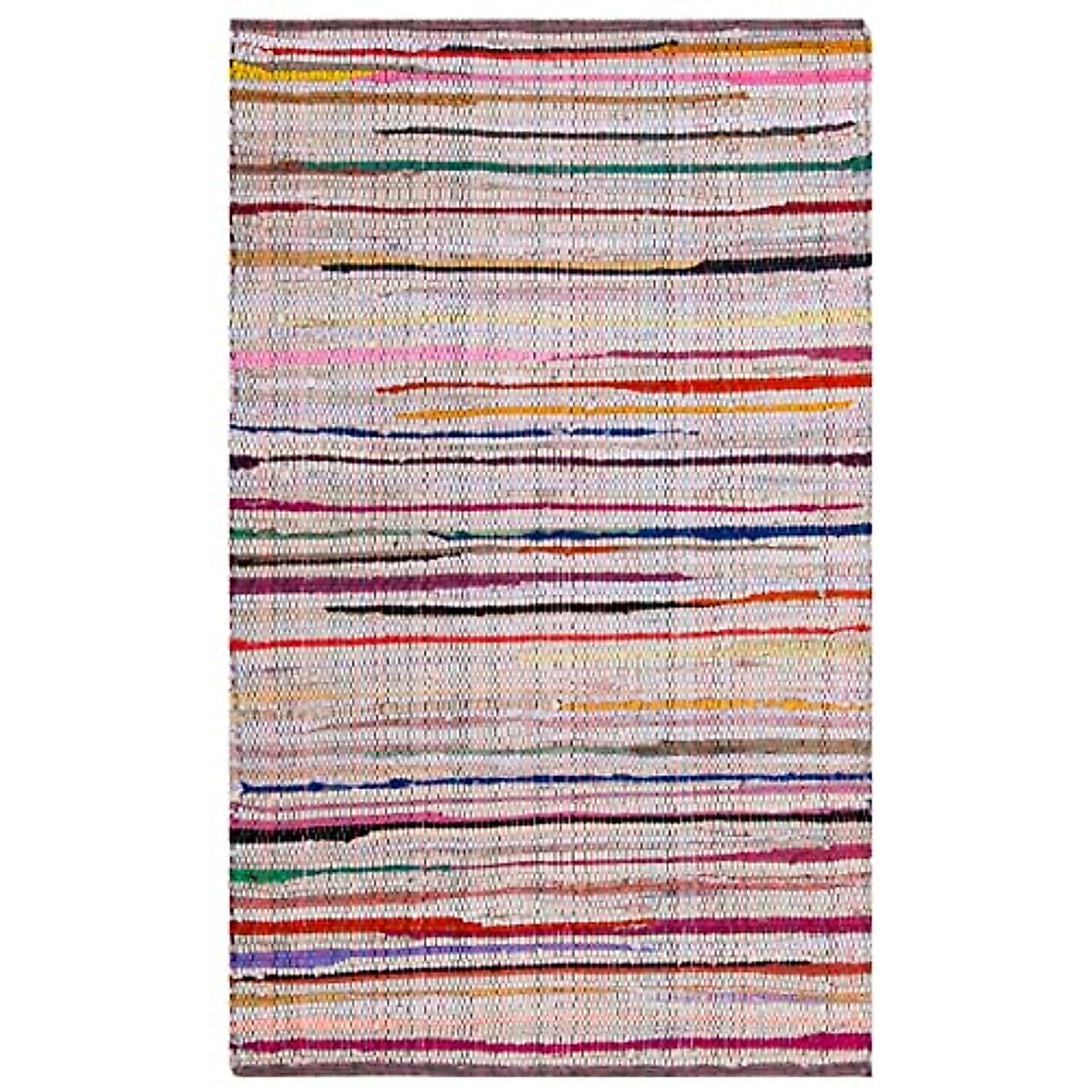 SAFAVIEH Rag Rug Collection Accent Rug - 2' x 3', Ivory & Multi, Handmade Boho Stripe Cotton, Ideal for High Traffic Areas in Entryway, Living Room, Bedroom (RAR240A)