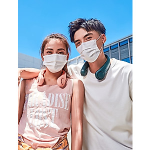 JISULIFE Neck Fan, Personal Wearable Fan, Portable Bladeless Fan, 3 Speeds Rechargeable, Battery Operated Neck Fan for Men Women 2024 Version-Pink