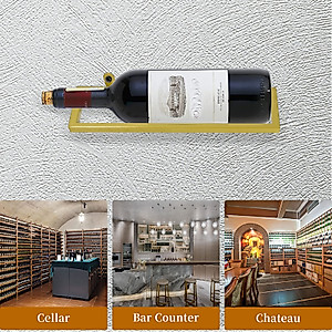 UOIENRT [6 Pack] Wine Rack Wall Mounted, Gold Rectangular Wine Rack Wine Bottle Holder Display Rust-Proof, Red Wine Shelf Perfect for Kitchen Bar Restaurants Cabinets Basements Wine Cellars