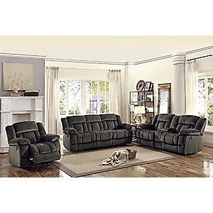 Homelegance Laurelton 79" Microfiber Double Glider Reclining Loveseat, Chocolate Brown